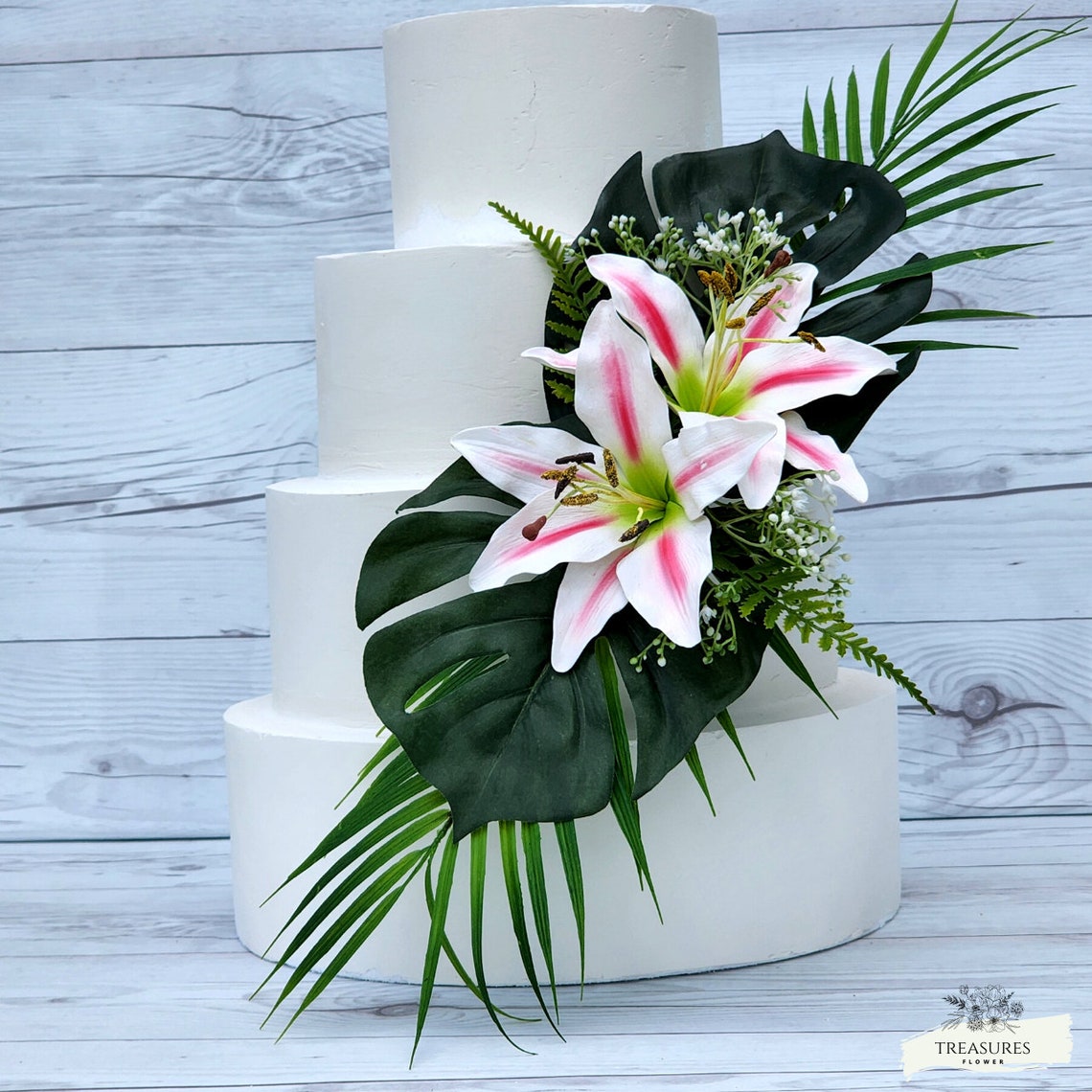 Lily Cake Topper, Tropical Cake Decor, White Cake Decor, Lily Oriental ...