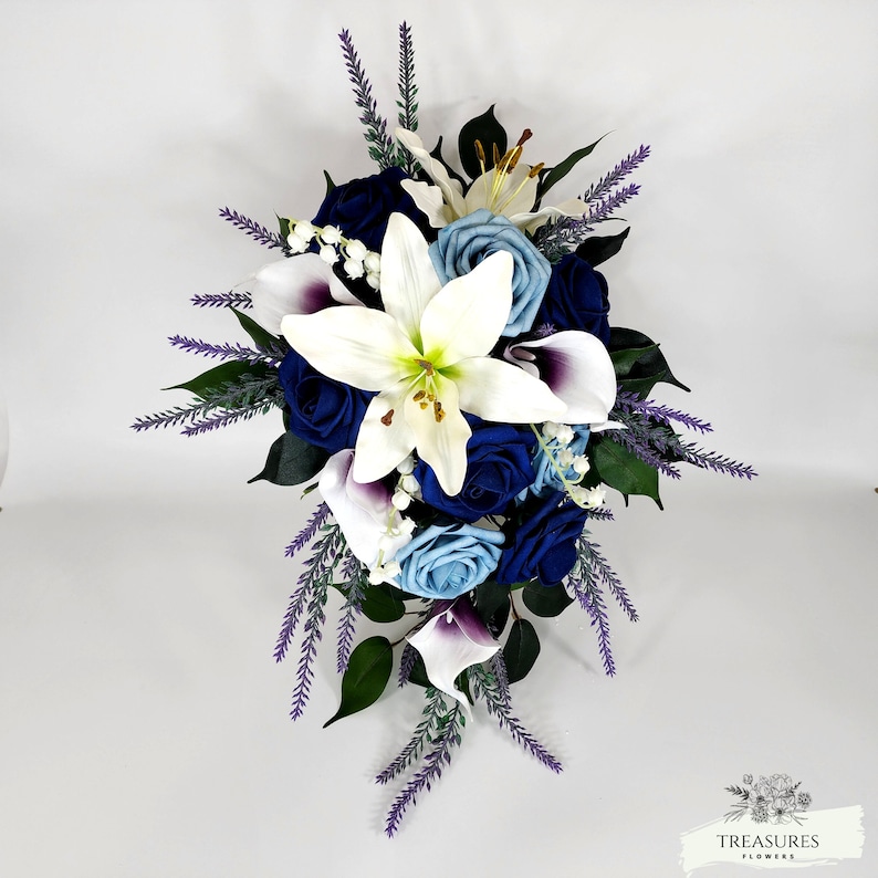 White and Blue Bouquet Roses Bouquet Artificial Flower - Etsy