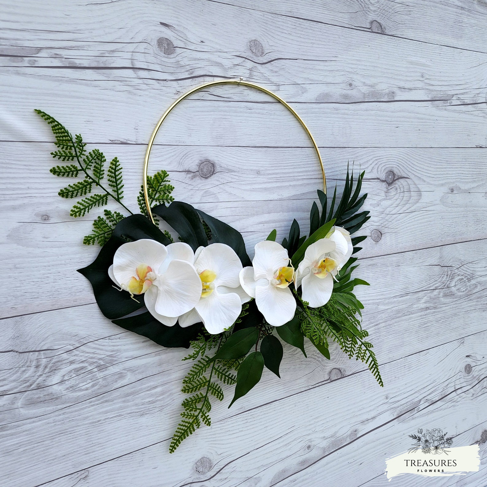 Bridesmaid Hoop Bouquet, Flower Girl Basket, Wreath Bouquet, Tropical ...