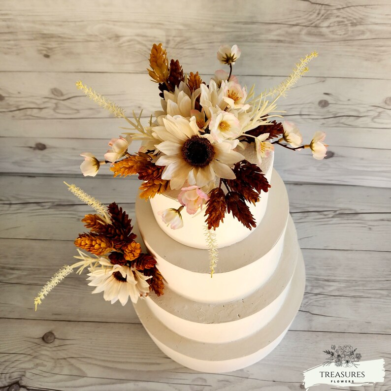 Fall Cake Topper Cake Flowers Rustic Cake Topper Cake - Etsy