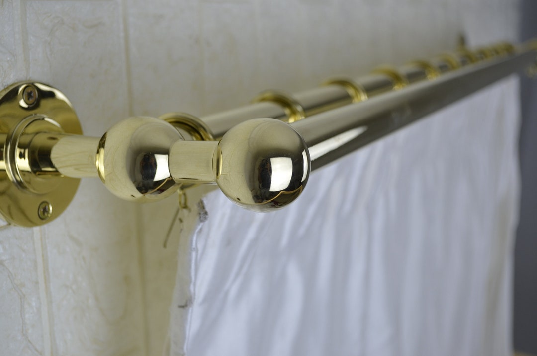 Unlacquered Brass Double Curtain Rod: Layered Window Treatments - Etsy