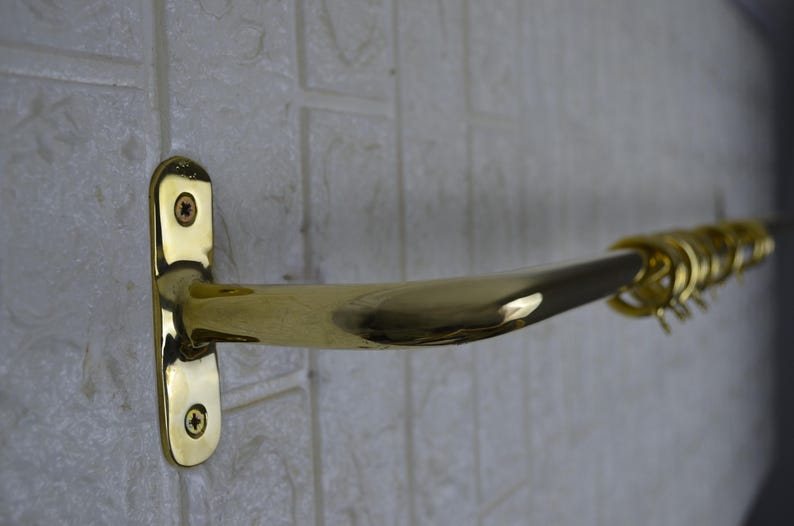 Solid Brass French Return Curtain Rod With Rings – Unlacquered Custom ...