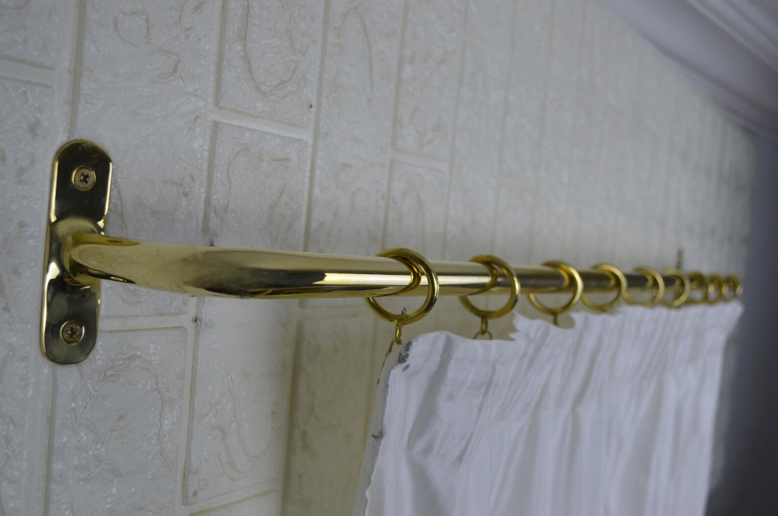 Unlacquered Brass French Return Curtain Rod With Rings - Etsy