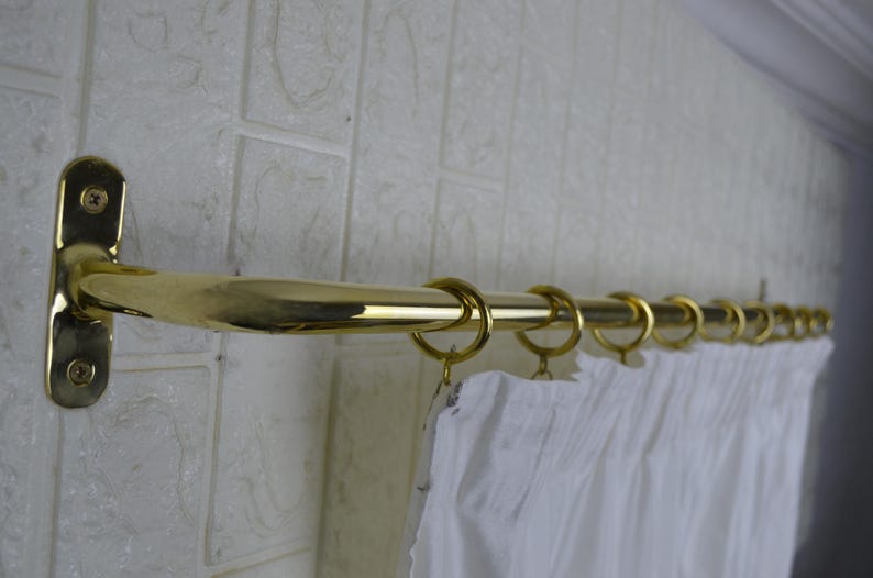 Unlacquered Brass French Return Curtain Rod With Rings - Etsy