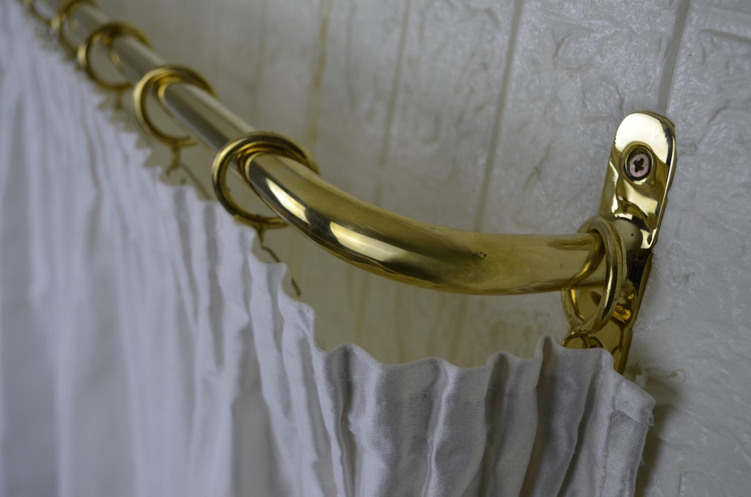 Unlacquered Brass French Return Curtain Rod With Rings - Etsy
