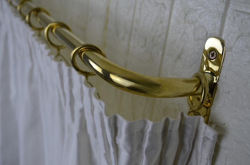 Unlacquered Brass French Return Curtain Rod With Rings - Etsy