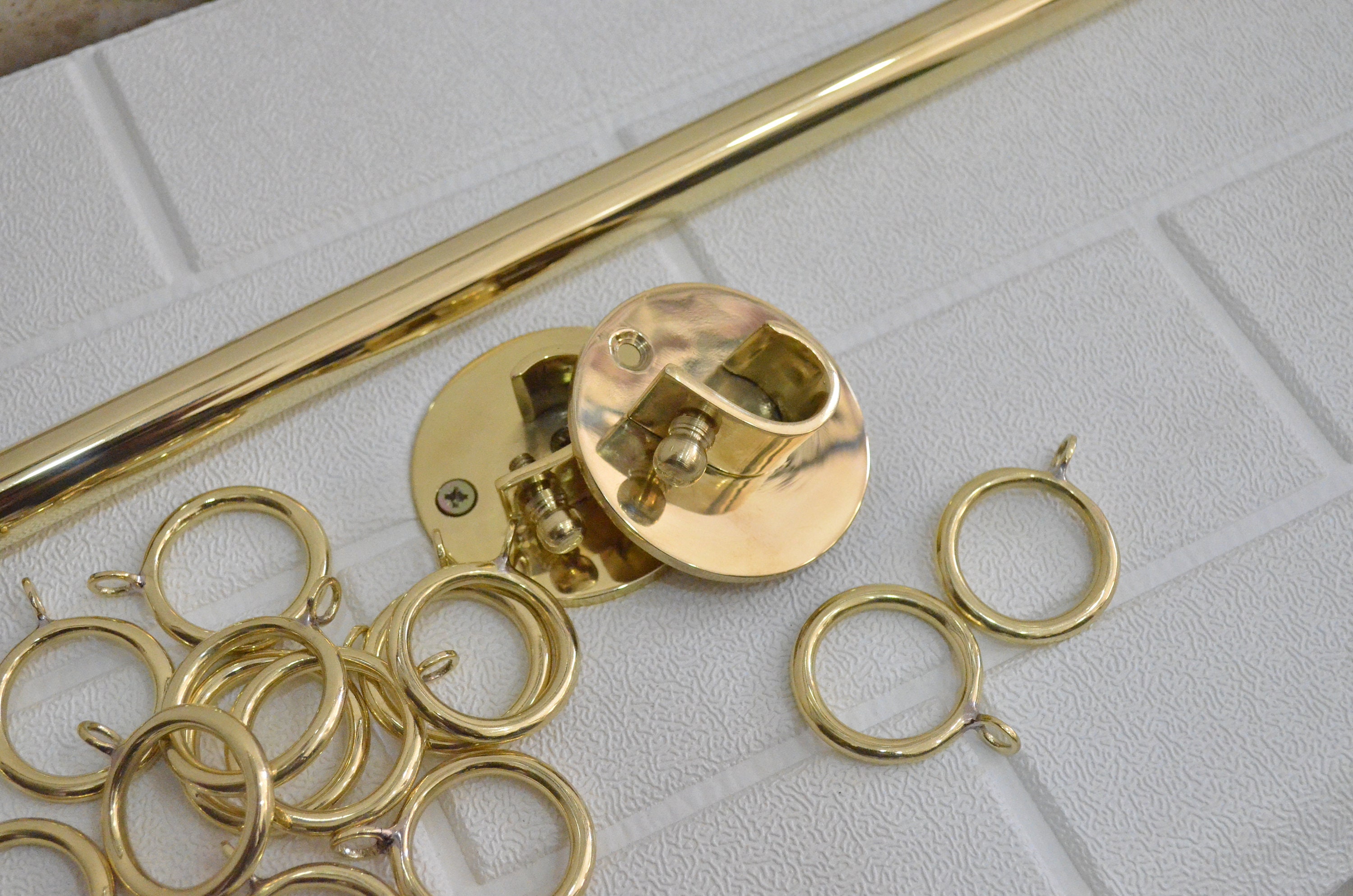 Unlacquered Brass Curtain Rod With Inside Mountbrackets Etsy