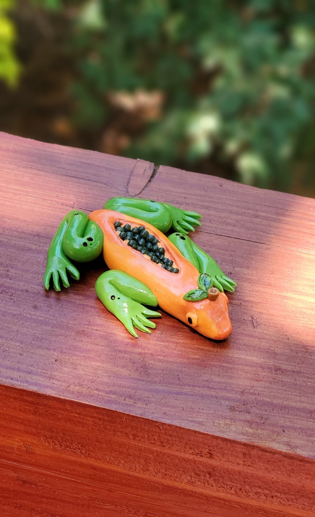 Papaya Frog Fruit Frogs Sculpture Polymer Clay Green Orange Yellow - Etsy