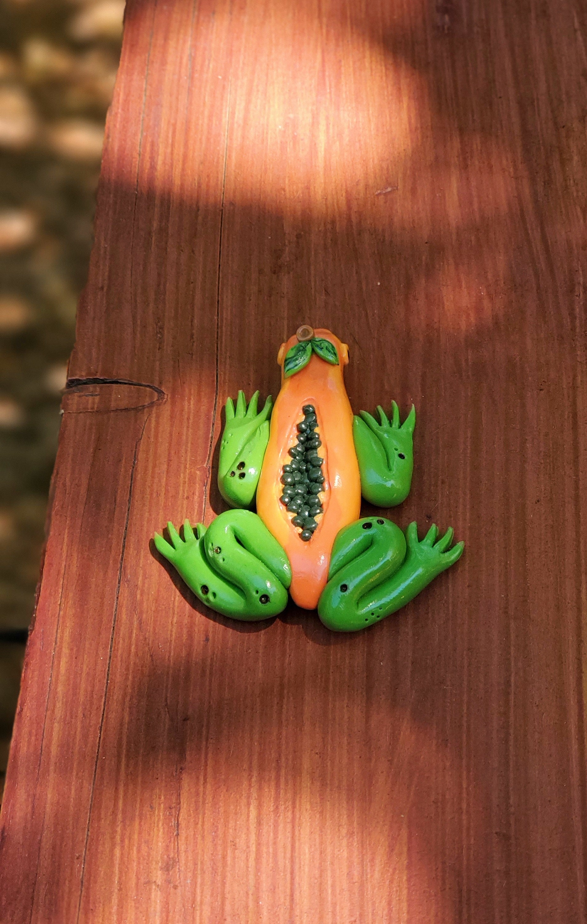 Papaya Frog Fruit Frogs Sculpture Polymer Clay Green - Etsy