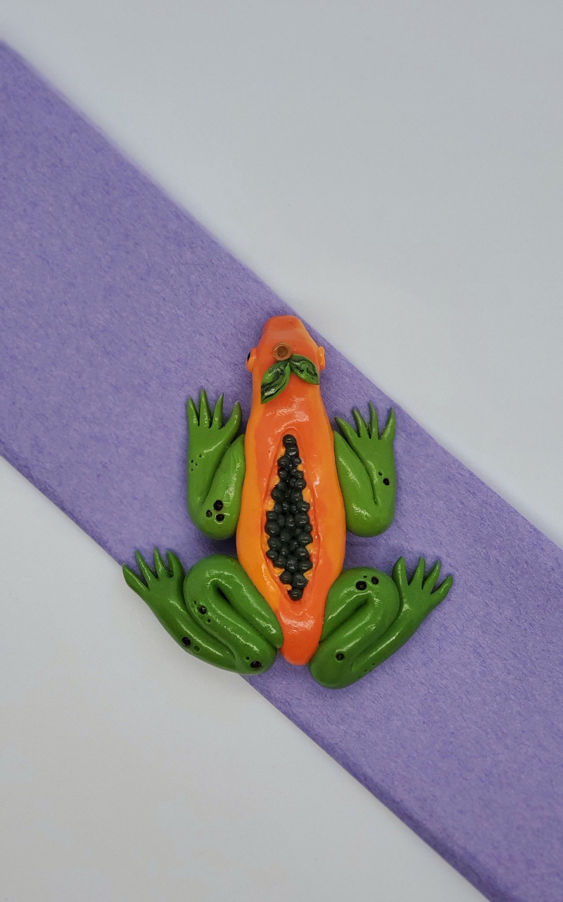 Papaya Frog Fruit Frogs Sculpture Polymer Clay Green - Etsy