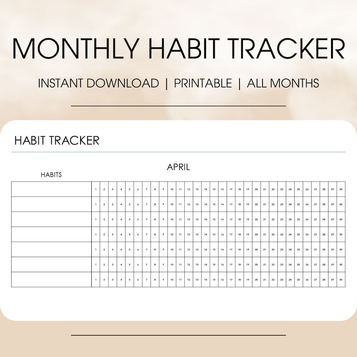 Monthly Habit Tracker Printable, Habit Tracker Template, Routine ...