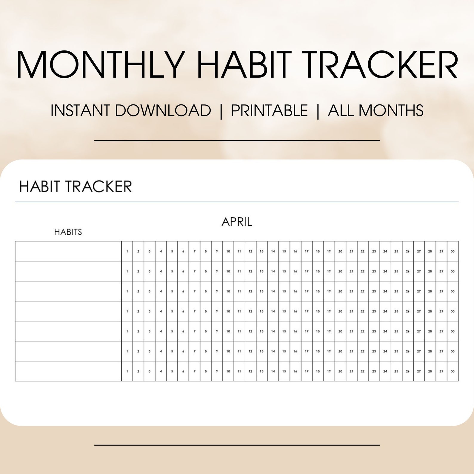 Monthly Habit Tracker Printable, Habit Tracker Template, Routine ...