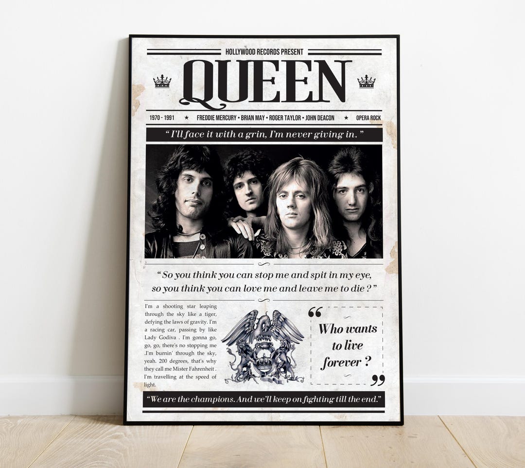 Poster Queen Newspaper Style - Etsy