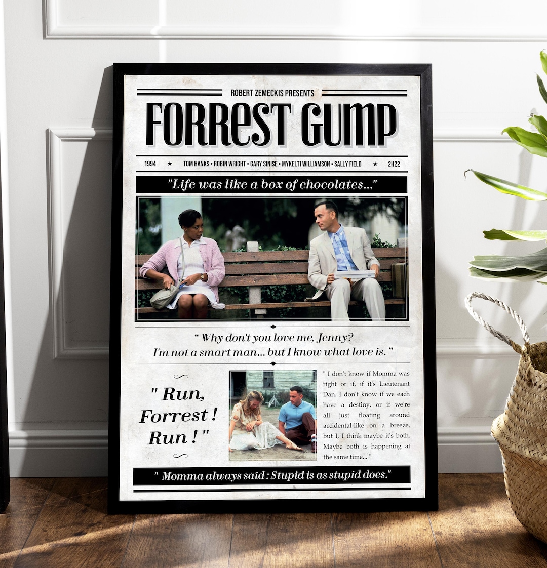 Forrest Gump - Poster Newspaper Style - Etsy