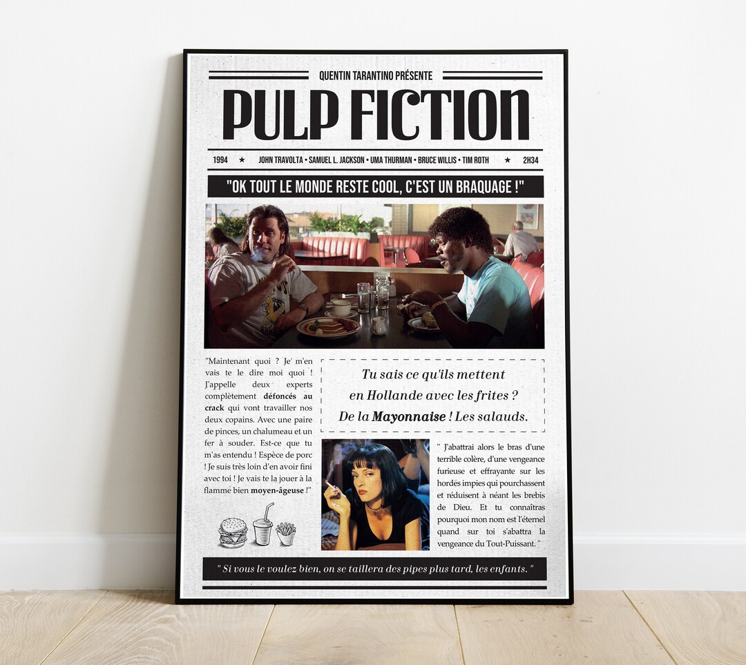 PULP FICTION Newspaper Style Poster - Etsy