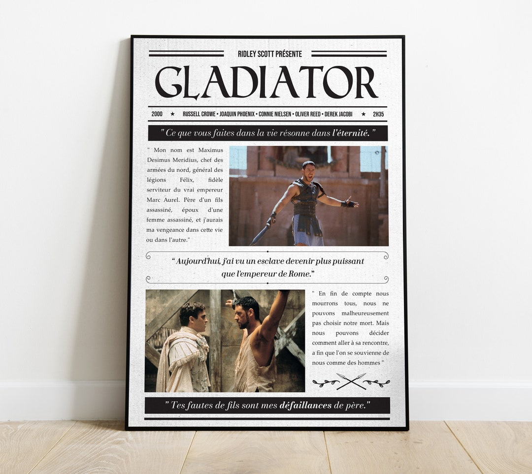 GLADIATOR Newspaper Style Poster - Etsy