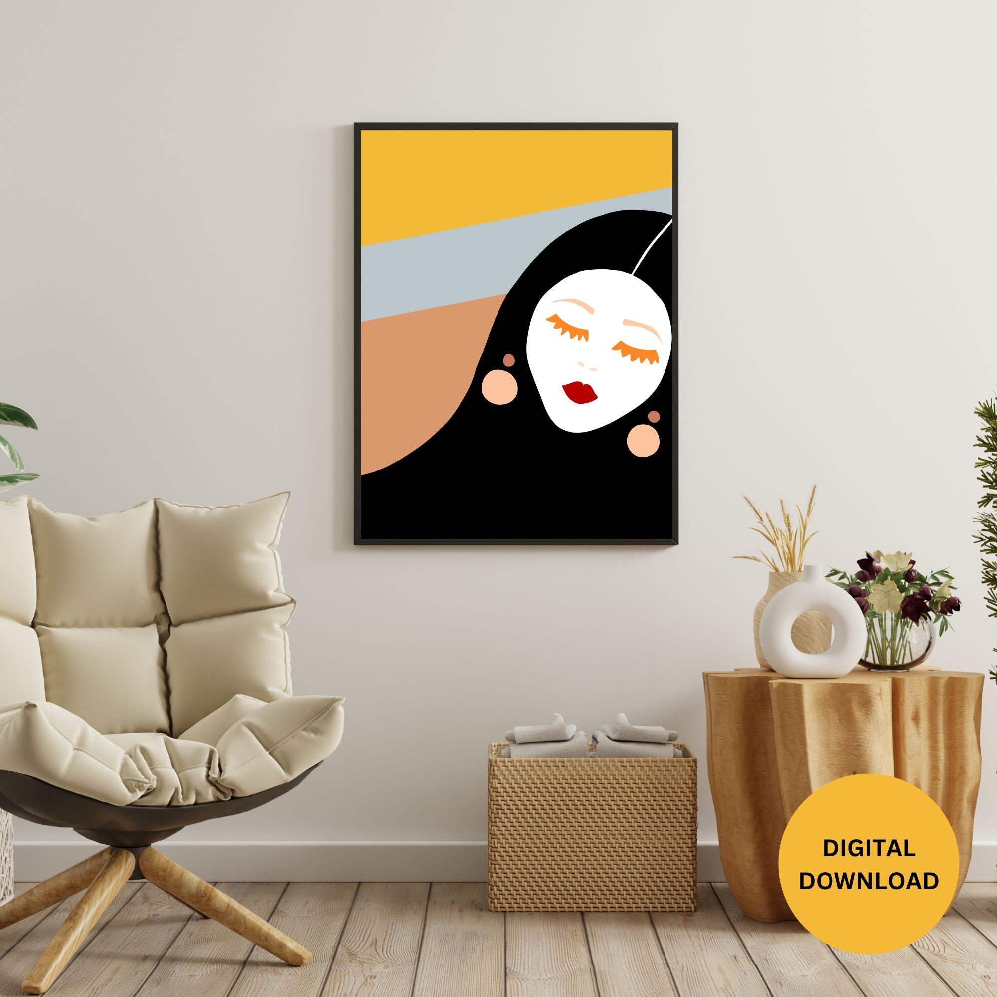 Artful Art Gift, Woman Facing Wall Art, Womanprintable, Womanly Decor ...