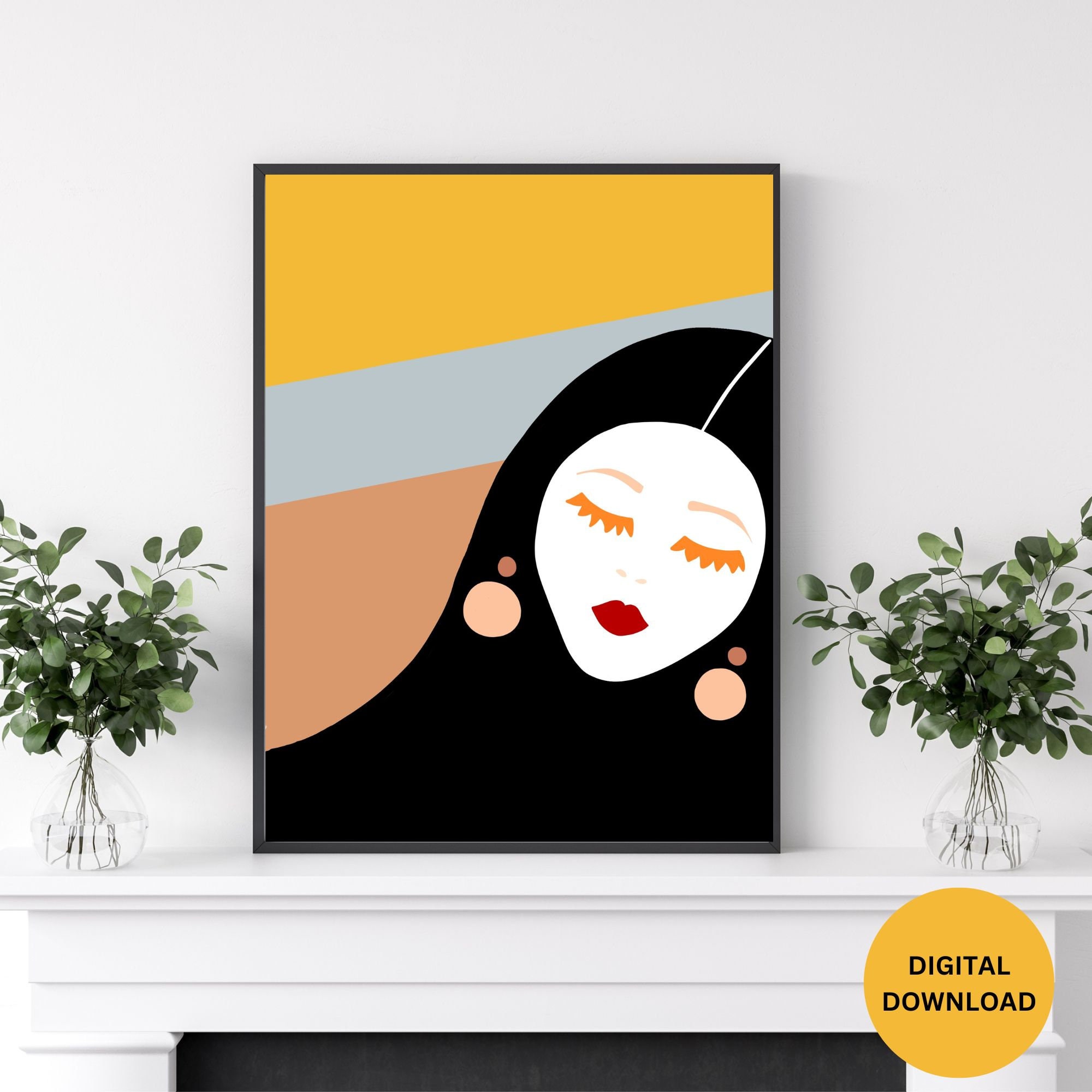Artful Art Gift, Woman Facing Wall Art, Womanprintable, Womanly Decor ...