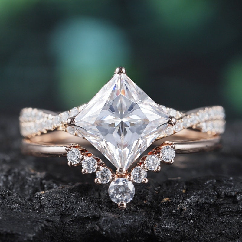 Moissanite Ring Set - Etsy