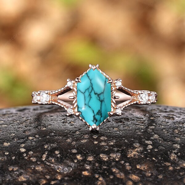 Moissanite Rose Gold Engagement Ring - Etsy