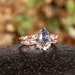 Vintage Pear Shape Gray Moissanite Bridal Set Unique Twig - Etsy