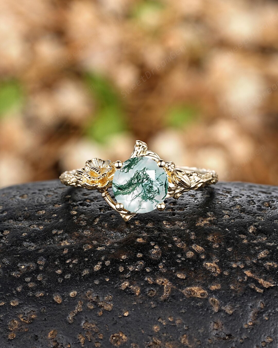 Custom Carnation Nature Inspired Wedding Ring Antique 14k Yellow Gold ...