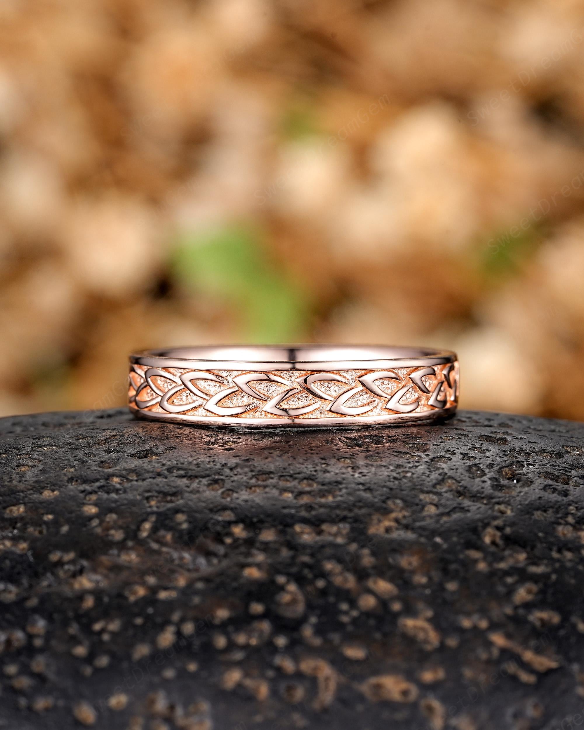 Nature Inspired Leaf Couple Ring Set Vintage Anniversary Rings for ...