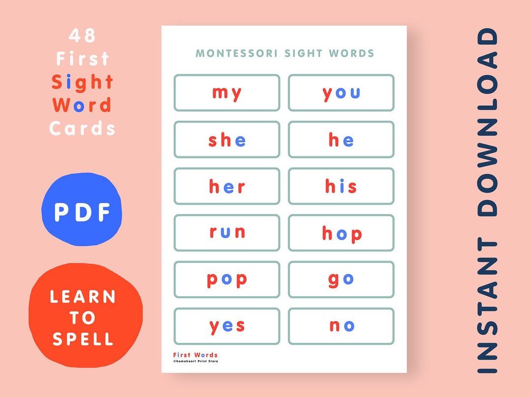 Montessori Sight Words Sight Words Card Set Montessori - Etsy