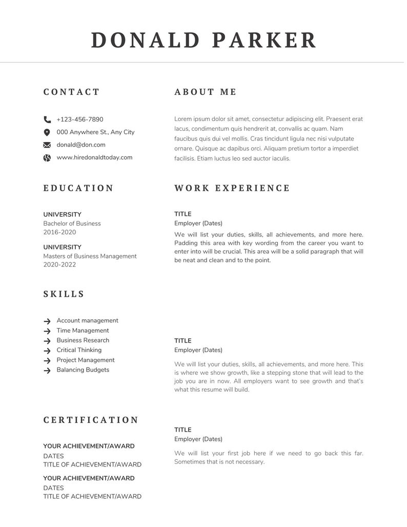 Professional Resume | Classic Resume | Resume Template | Job Search ...