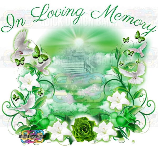 Green Memorial Birthday Template - Etsy