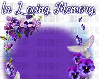 In Loving Memory Png-purple Flowers Butterfly Memorial Template ...