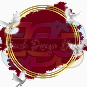 Gold Circle Frame & Doves Memorial Design Element PNG Bundle ...