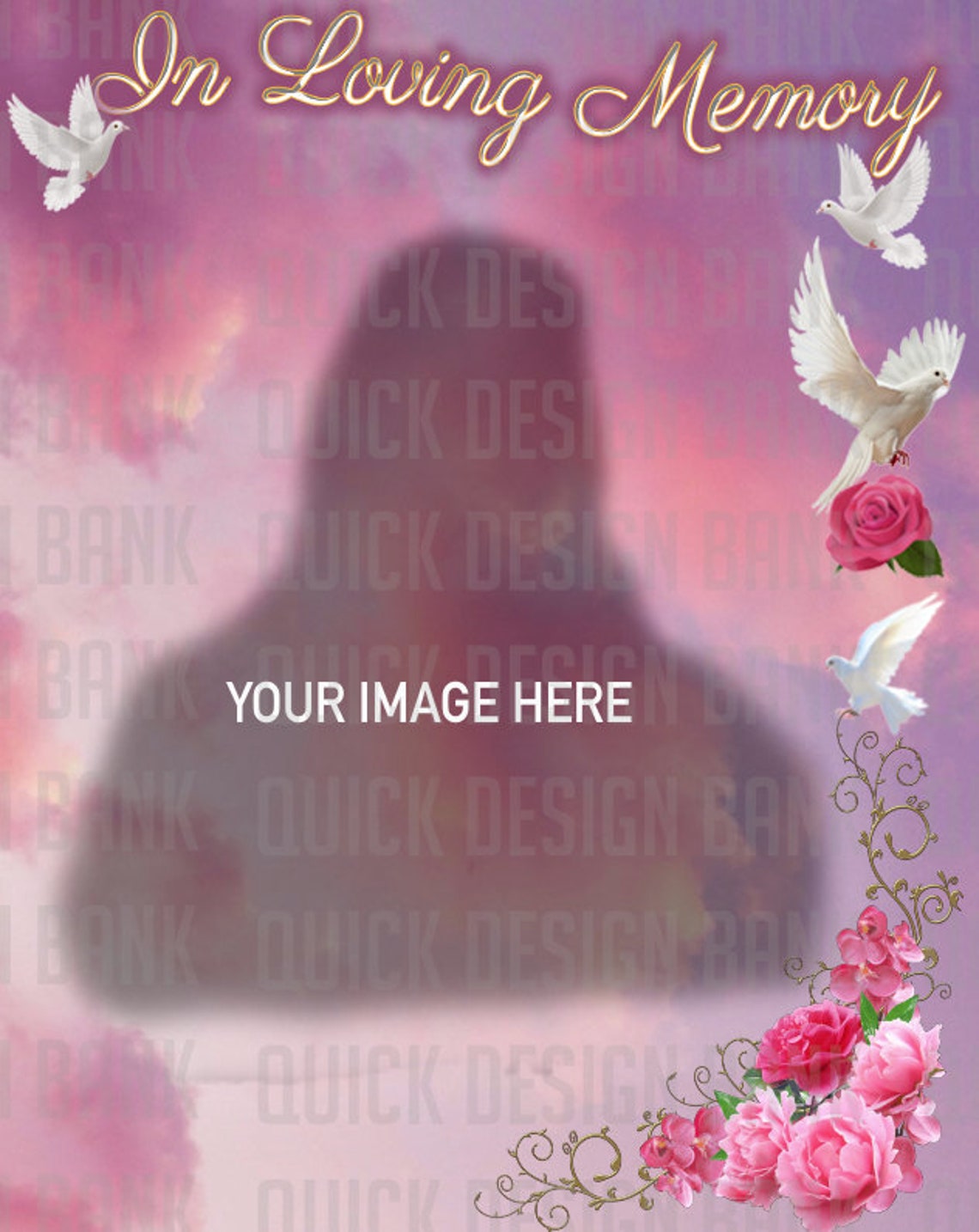 In Loving Memory With Pink Clouds Doves Flowers Digital - Etsy