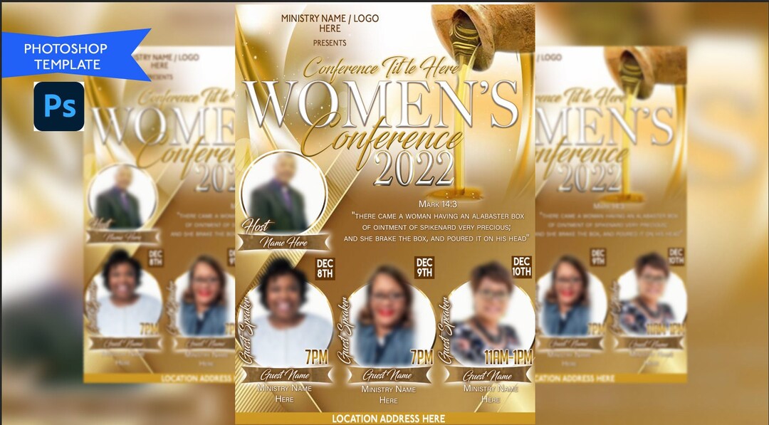 Gold & White Conference Flyer Template PSD Photoshop File | Editable ...