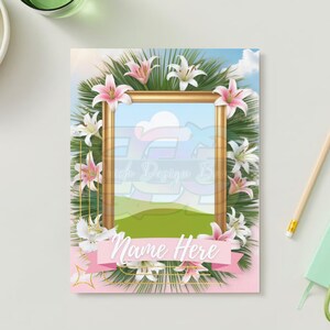 Canva Editable Template | Pink Lily Gold Photo Frame | Instant Download ...