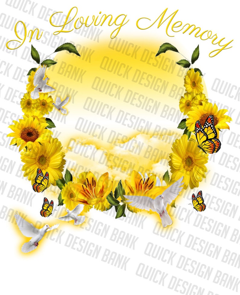 In Loving Memory Png-yellow Flowers Butterfly Memorial - Etsy