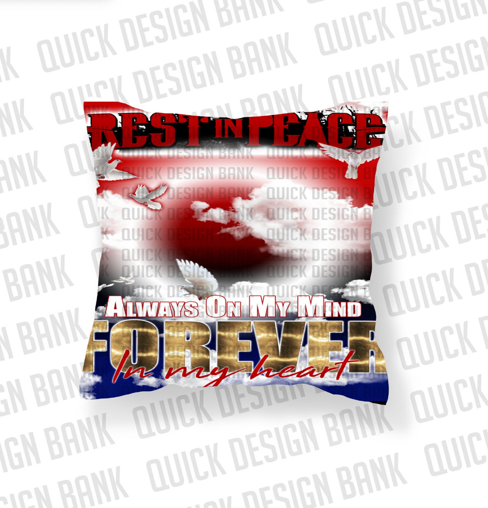 RIP on My Mind, in My Heart- Red, Blue Memorial Template | DTF Iron-on ...