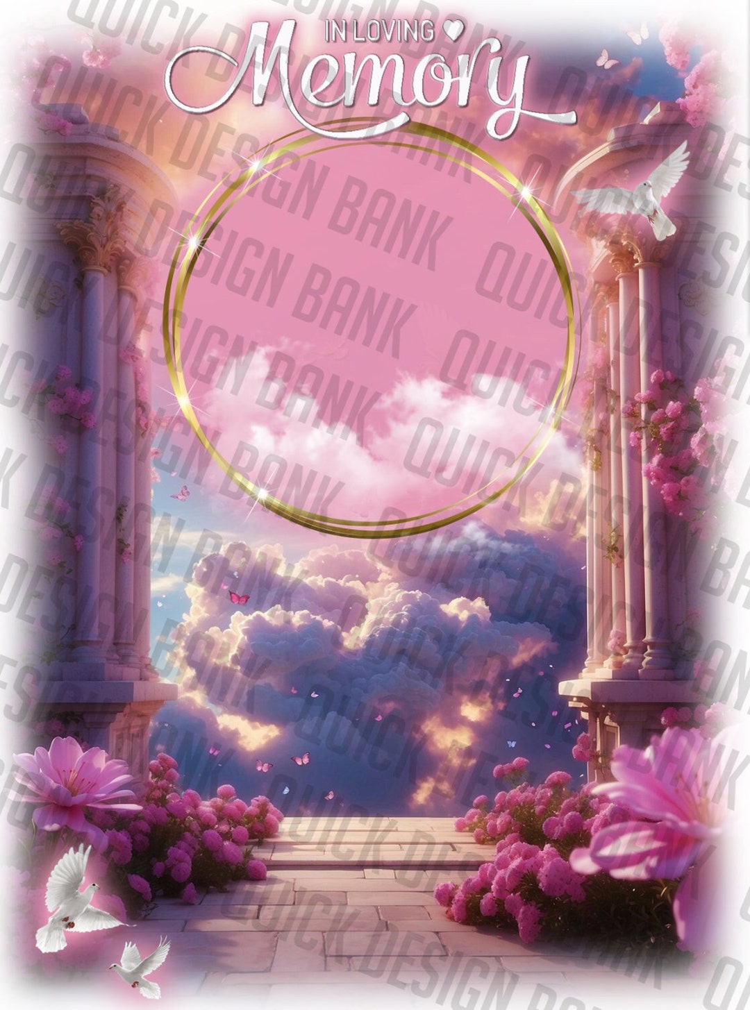 In Loving Memory Gold Frame Memorial PNG Template| Instant Download ...