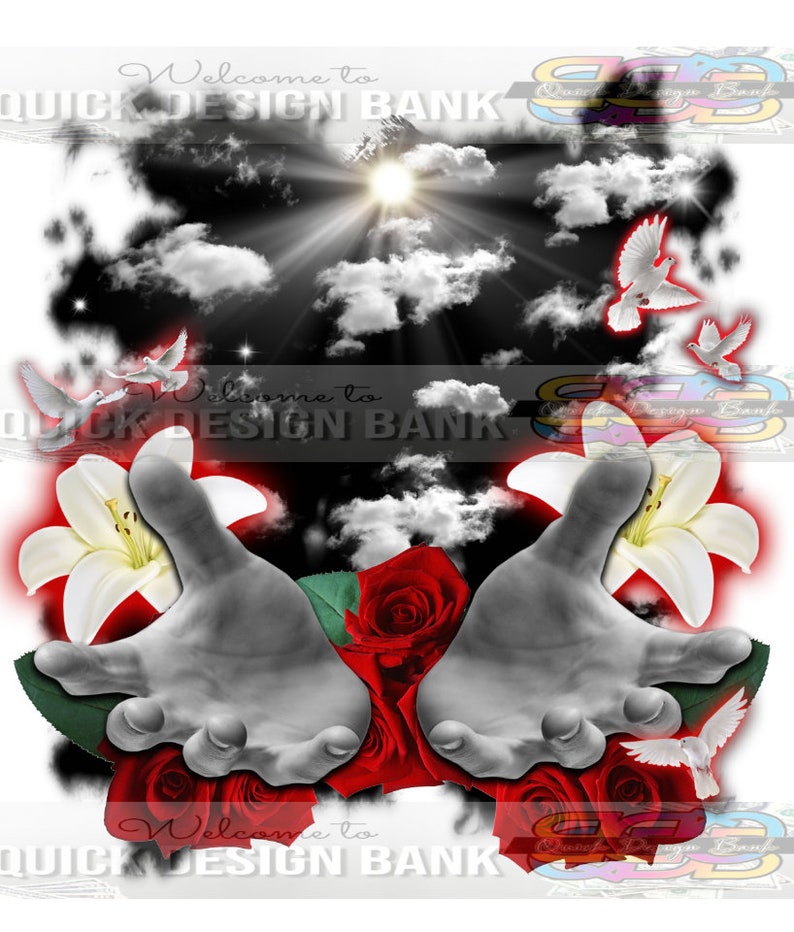 In God's Hands-red Roses Memorial Template Commercial - Etsy
