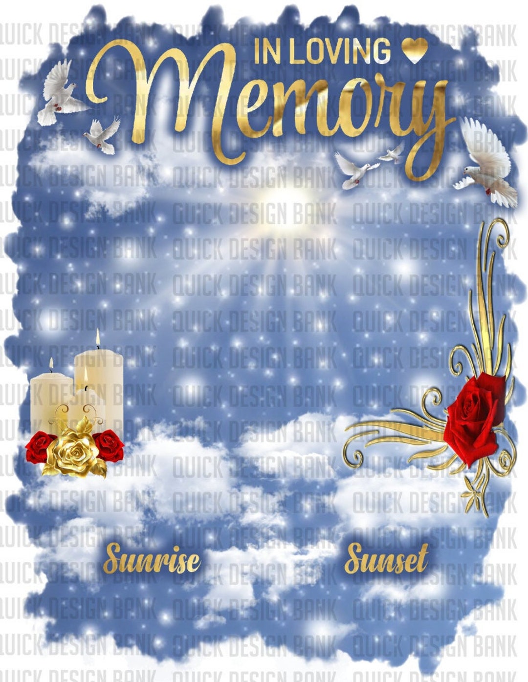 In Loving Memory Denim Blue and Gold Memorial Template | Commercial Use ...