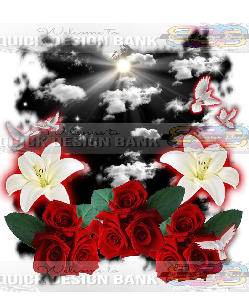 In God's Hands-red Roses Memorial Template Commercial - Etsy