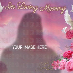In Loving Memory With Pink Clouds Doves Flowers Digital Download PNG ...
