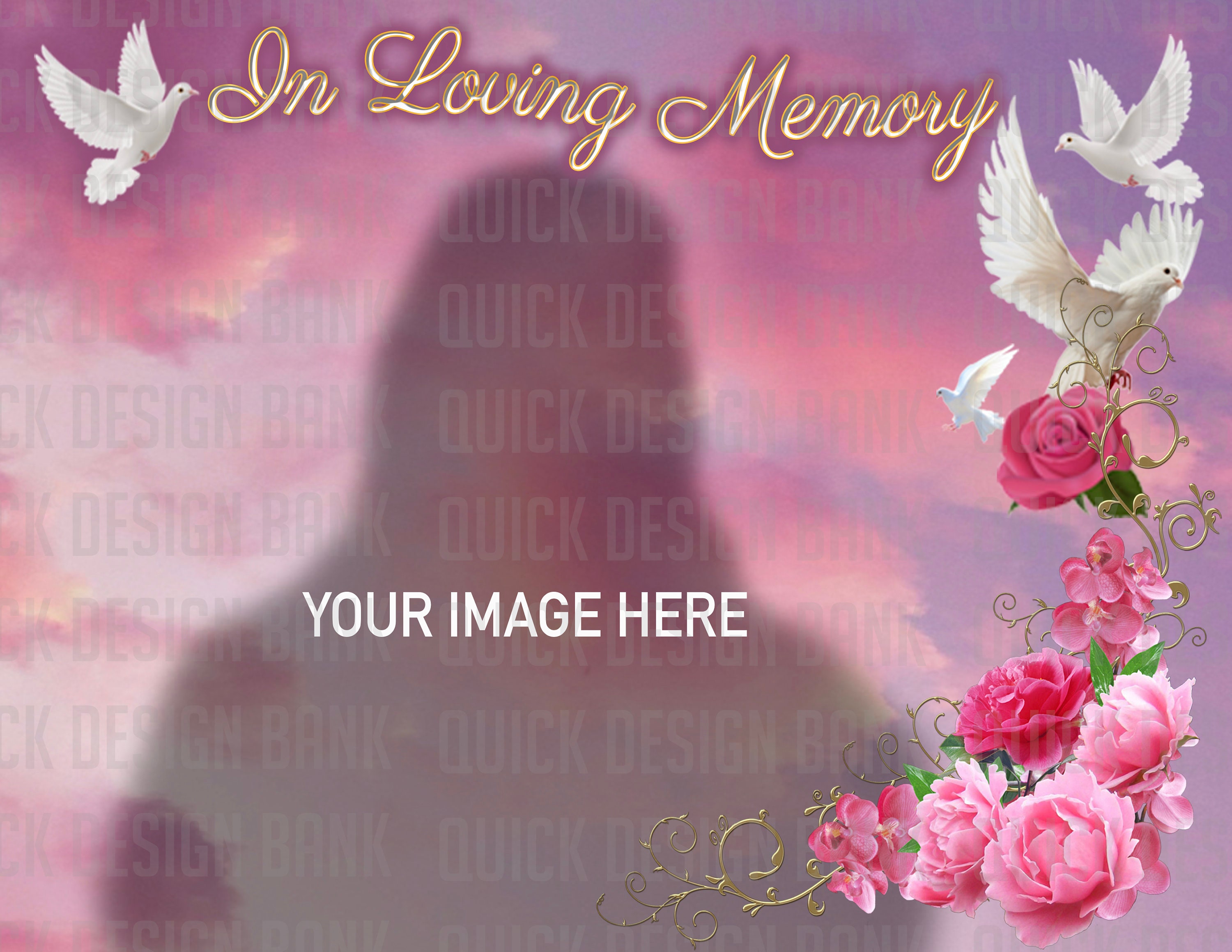 In Loving Memory With Pink Clouds Doves Flowers Digital - Etsy Hong Kong