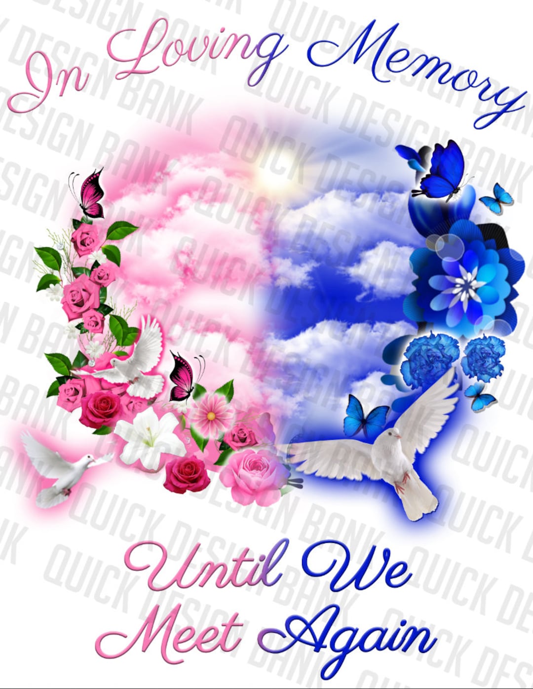In Loving Memory Png-pink & Blue Mash-up Memorial Template | Instant ...