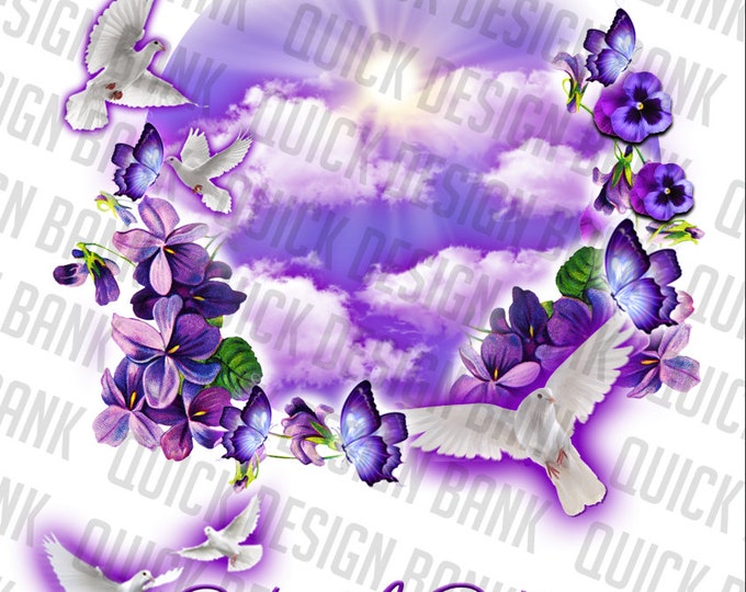 In Loving Memory Png-purple Flowers Butterfly Memorial Template ...
