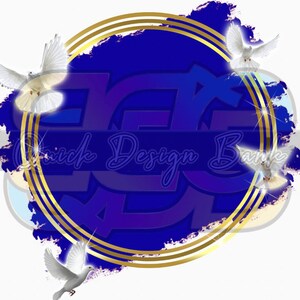 Gold Circle Frame & Doves Memorial Design Element PNG Bundle ...