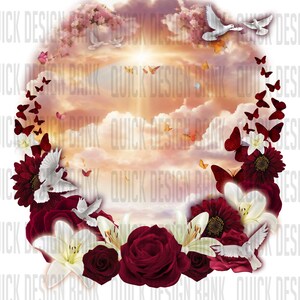 In Loving Memory Png | Half Wreath Burgundy Memorial | Instant Download ...