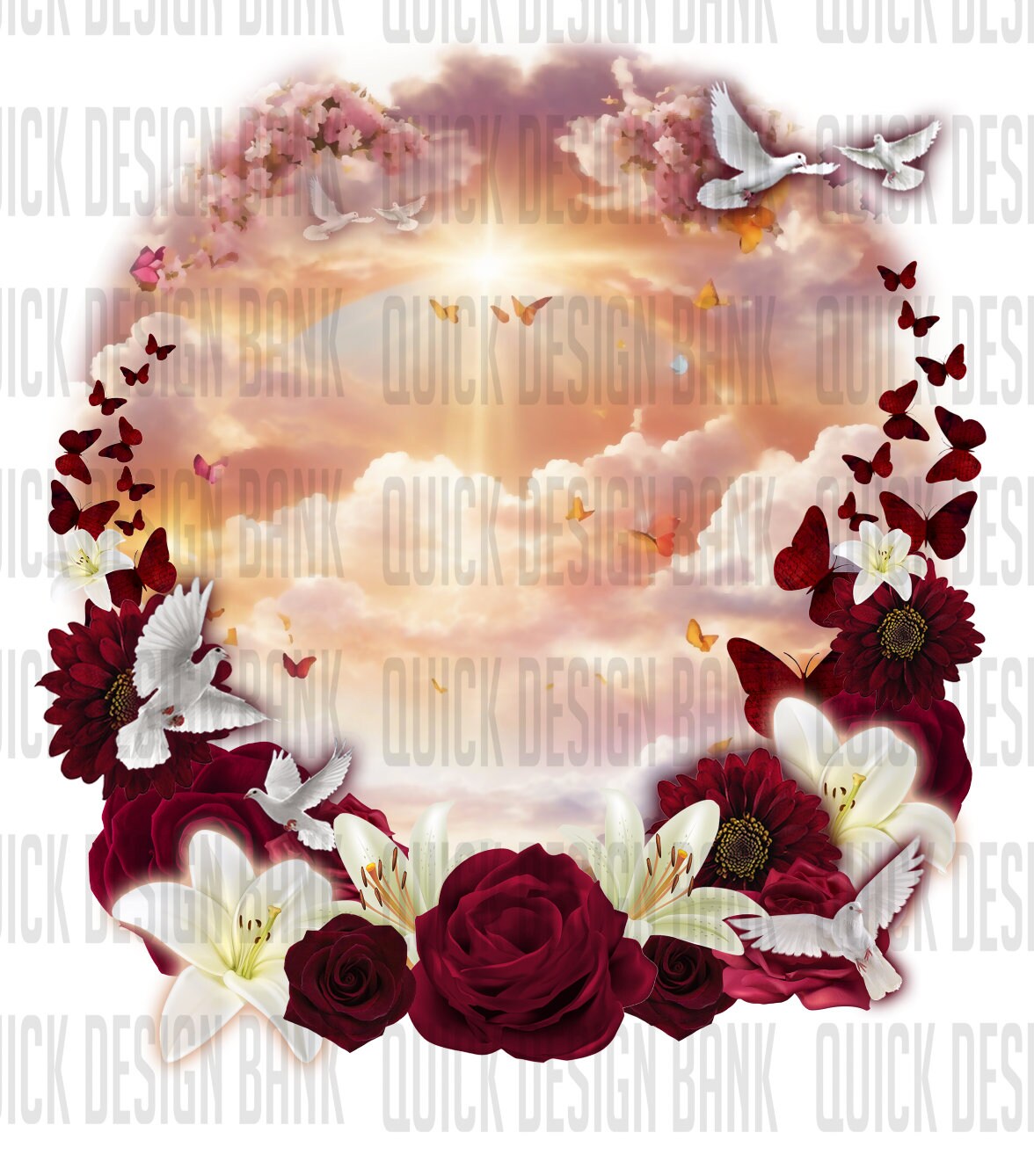 In Loving Memory Png | Half Wreath Burgundy Memorial | Instant Download ...