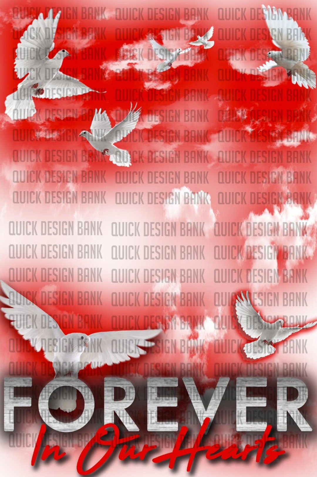 Red-forever in Our Hearts- Memorial Template | Sublimation, DTF, Iron ...