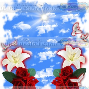 In God's Hands-red Roses Blue Sky Memorial Template | Commercial Use ...